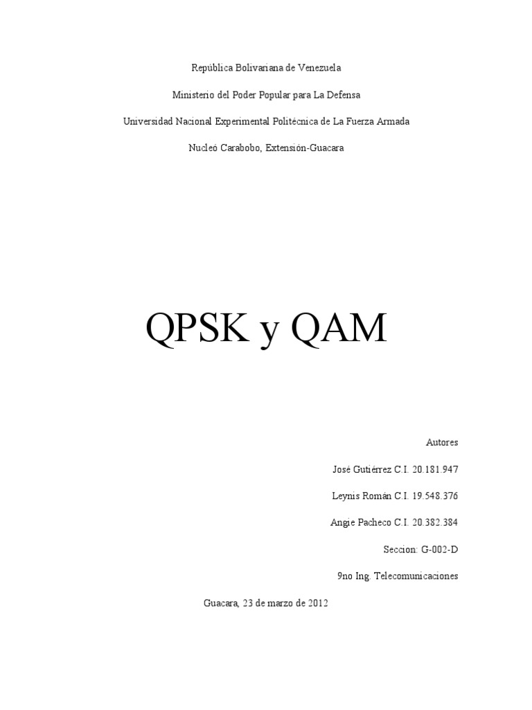 QPSK y QAM | PDF | Modulación | Ingenieria Eléctrica