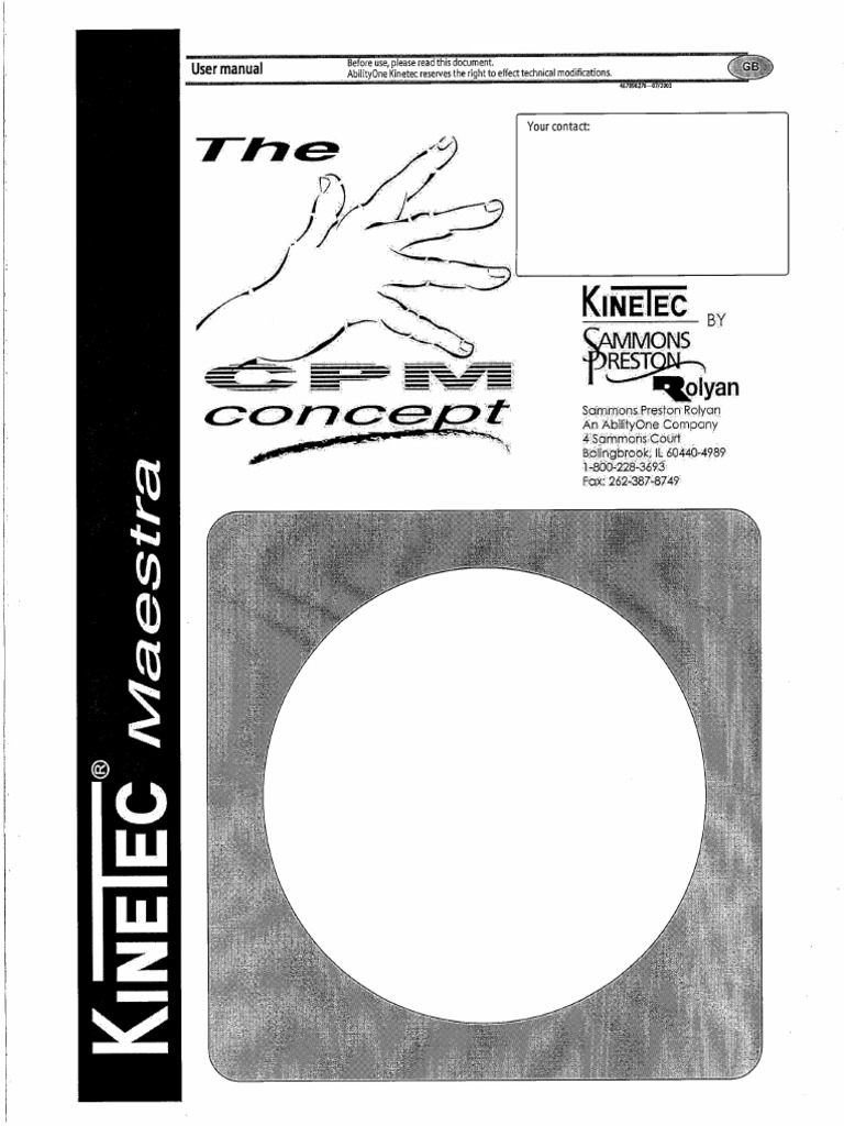 Kinetec Maestra Table Top Hand Wrist CPM Operations Manual | PDF ...