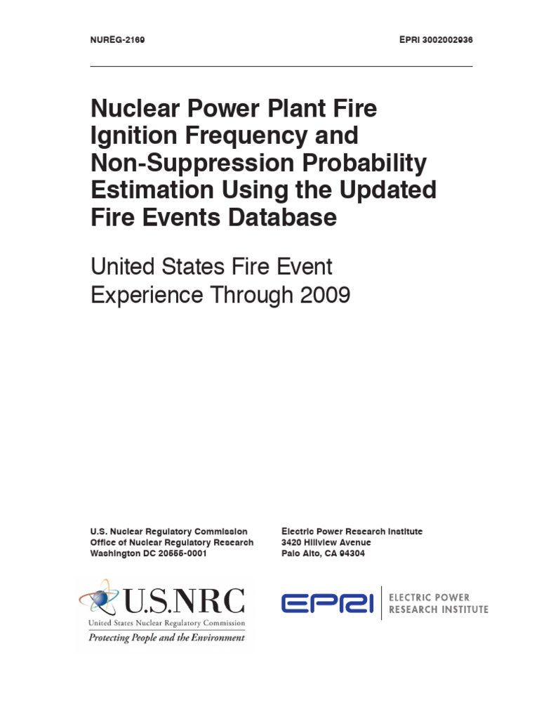 Nuclear Power Plant Fire Ignition Frequency and Non - Suppression ...