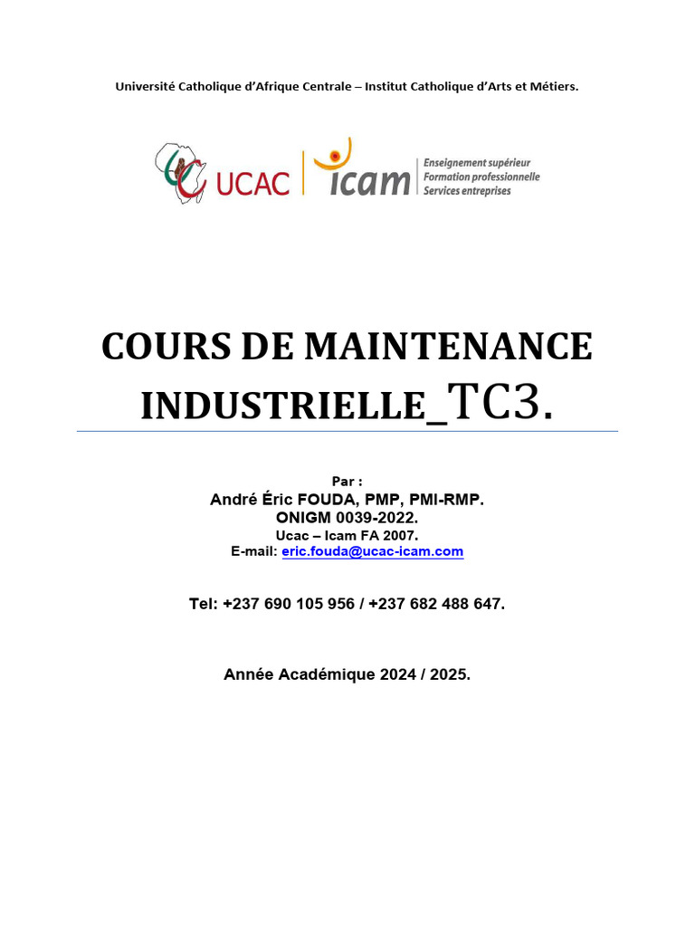 Cours Complet de Maintenance Industrielle | PDF | Stock | Loi de ...