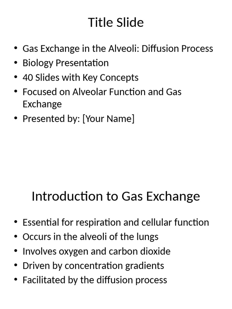 Gas Exchange in Alveoli Diffusion Process | PDF | Respiratory System | Lung