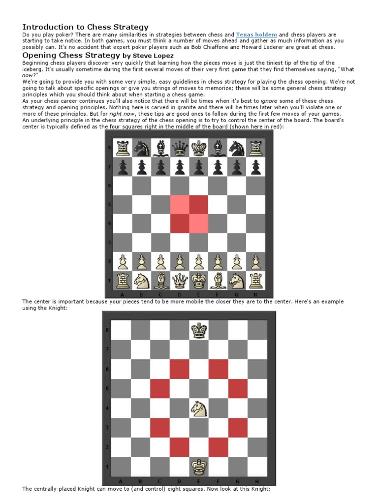 Introduction To Chess Strategy: by Steve Lopez | PDF | Chess Strategy ...