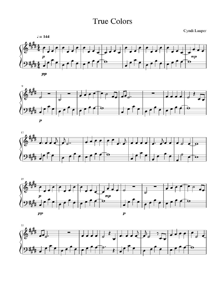 Cindy Lauper True Colors | PDF
