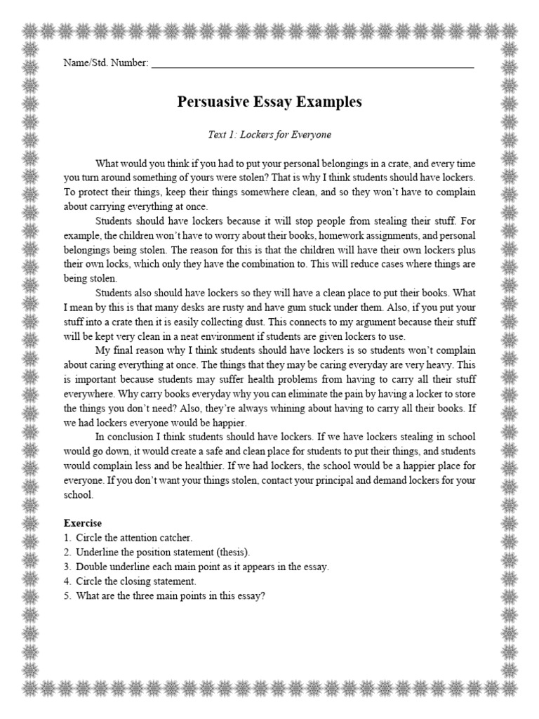 Persuasive Essay Examples | PDF