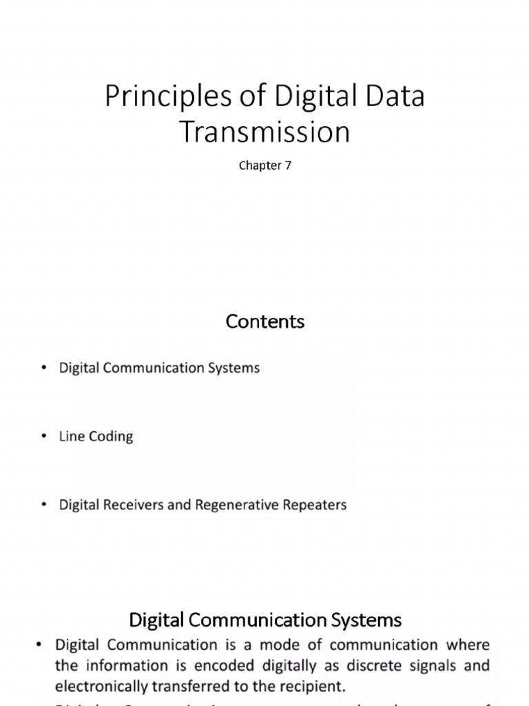 Lecture 4 - Principles of Digital Data Transmission | PDF