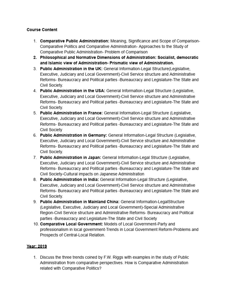 Comparative Public Administration | PDF | Civil Service | Political Science