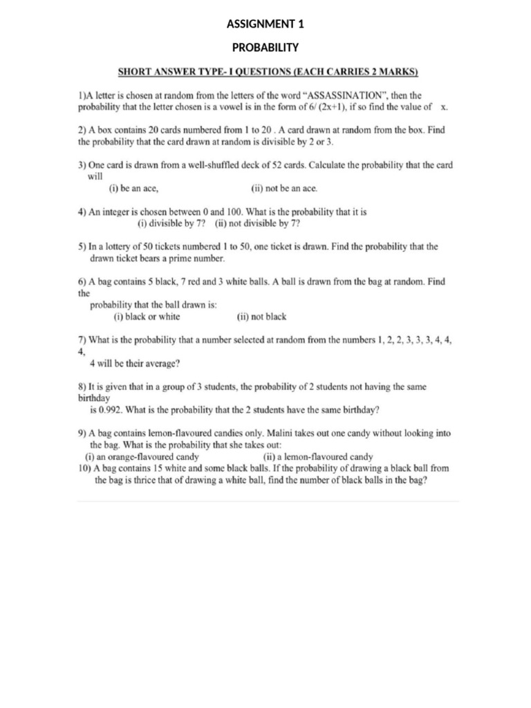 Assignment 1 Probability | PDF