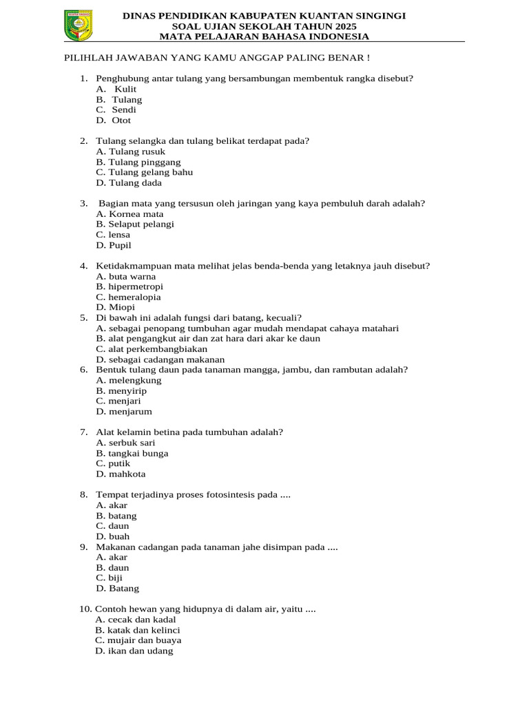 Soal Uas k13 Ipa Kls 6 THN 2025 | PDF
