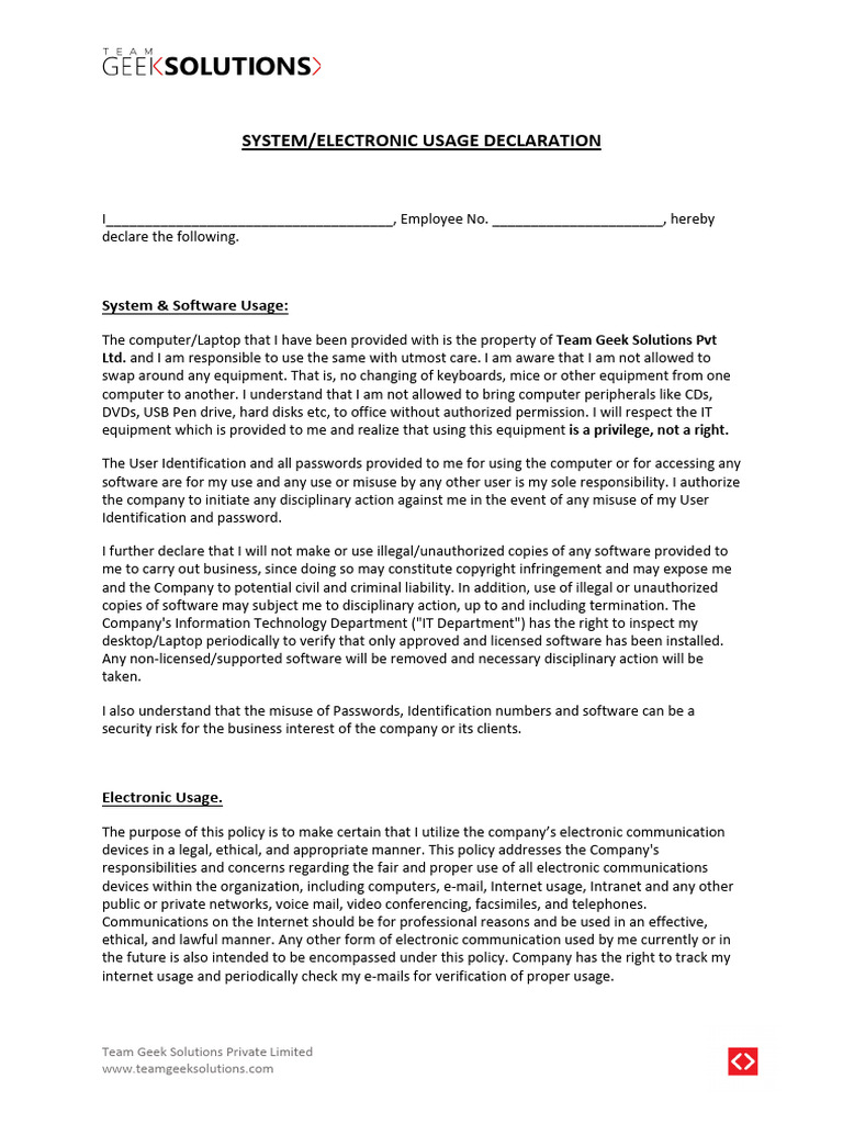 IT Assest Declaration - TGS | PDF | Internet | Copyright Infringement