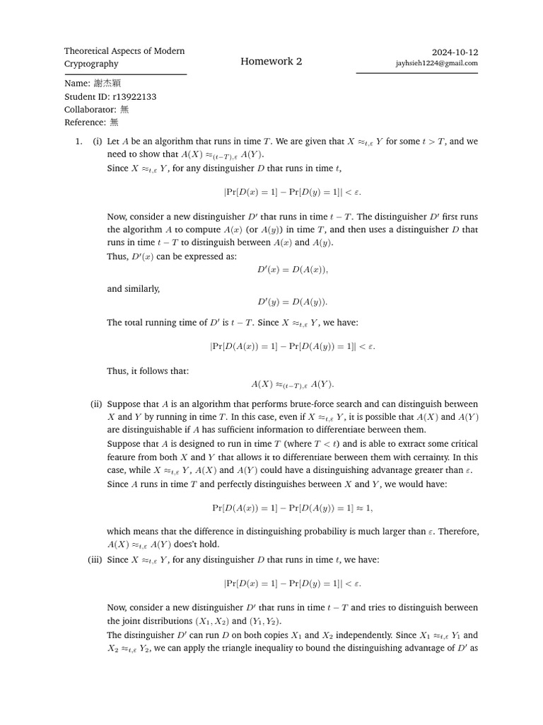 r13922133_hw2 | PDF | Cryptography | Statistical Theory