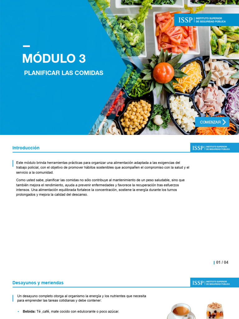 Módulo 3 Plan Alimentario | PDF | Almuerzo | Postres
