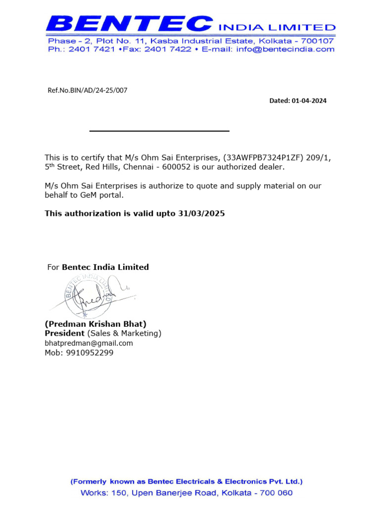 Bentec Dealership 2024-2025 | PDF