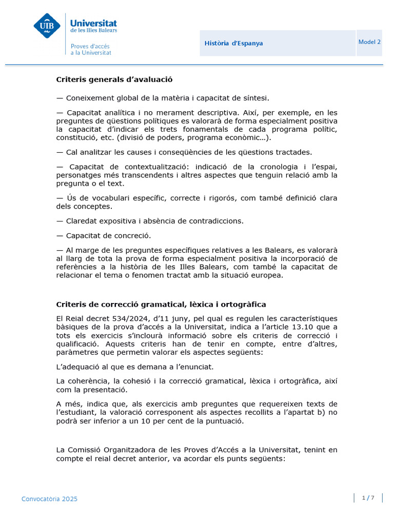 Criteris HESPANYA JUNY 2025 | PDF