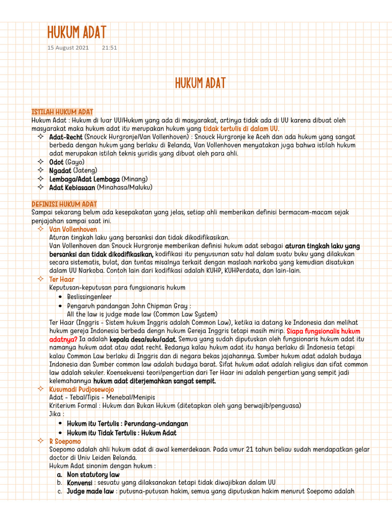 Catatan UTS HK ADAT - Dah Selesai | PDF