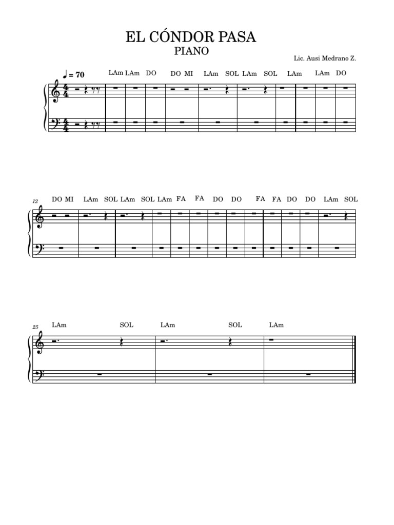 El Cóndor Pasa Piano Sheet Music | PDF