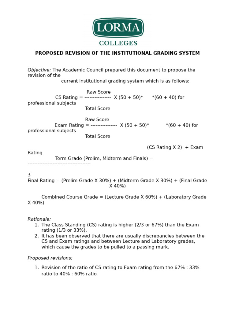 (Proposed) Institutional Grading System | PDF | Qualifications ...