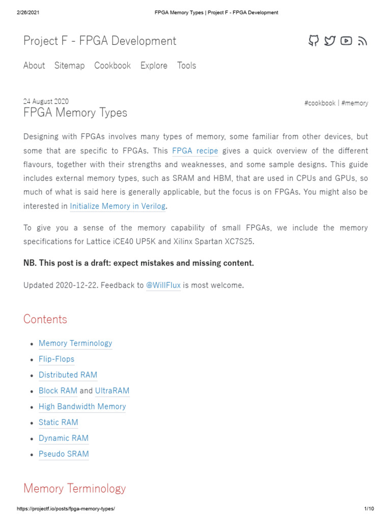 FPGA Memory Types - Project F - FPGA Development | PDF | Field ...
