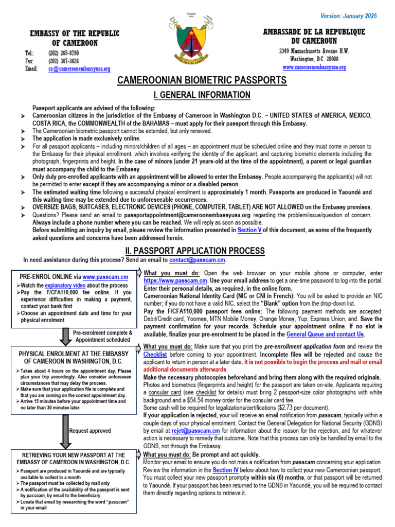 Cameroonian Biometric Passport Application Process | PDF | Identity ...