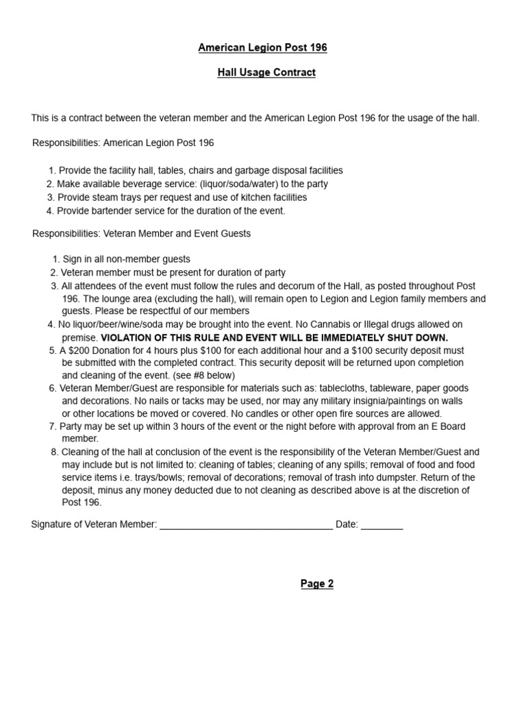 AL Hall Contract Jan 25 | PDF
