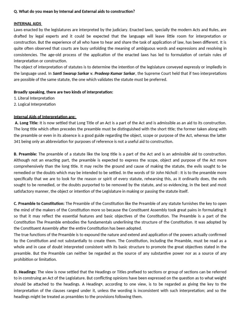 Internal External Aid To Construction | PDF | Statutory Interpretation ...