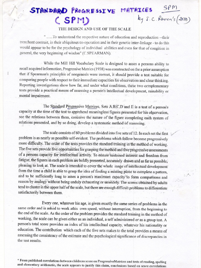 SPM Test Manual | PDF