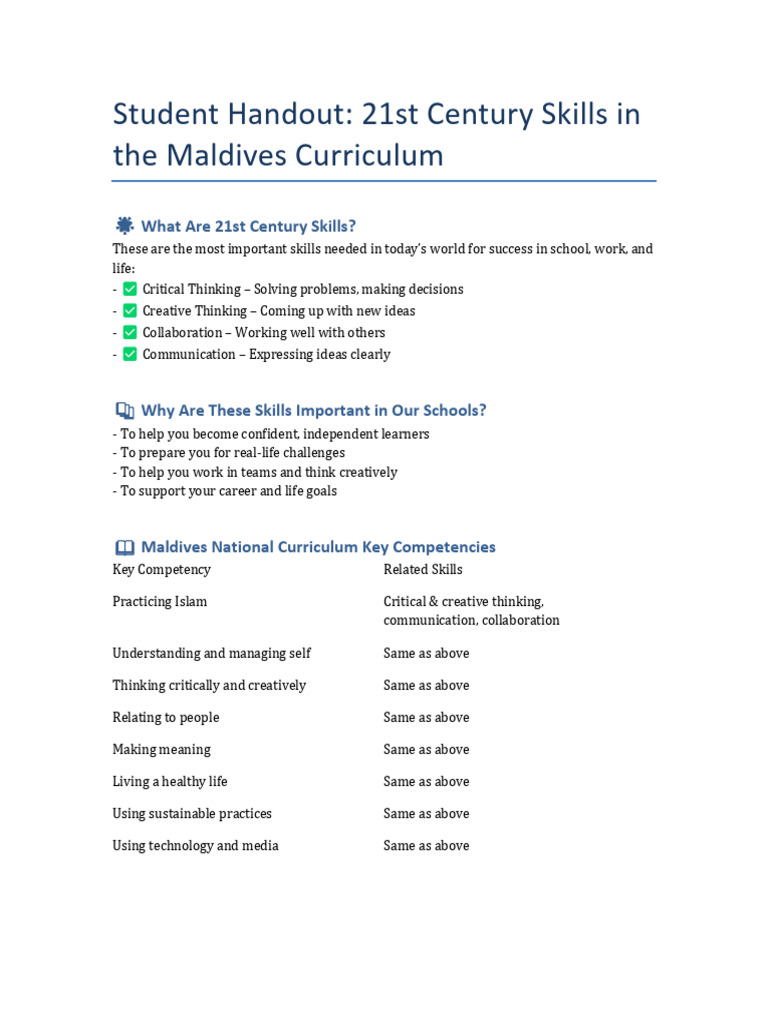 21st Century Skills Student Handout | PDF