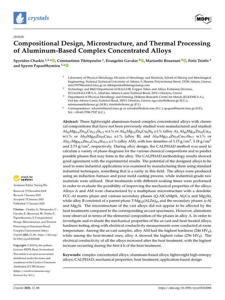 Compositional Design Microstructure and Thermal Processing of Aluminum Based Complex ...