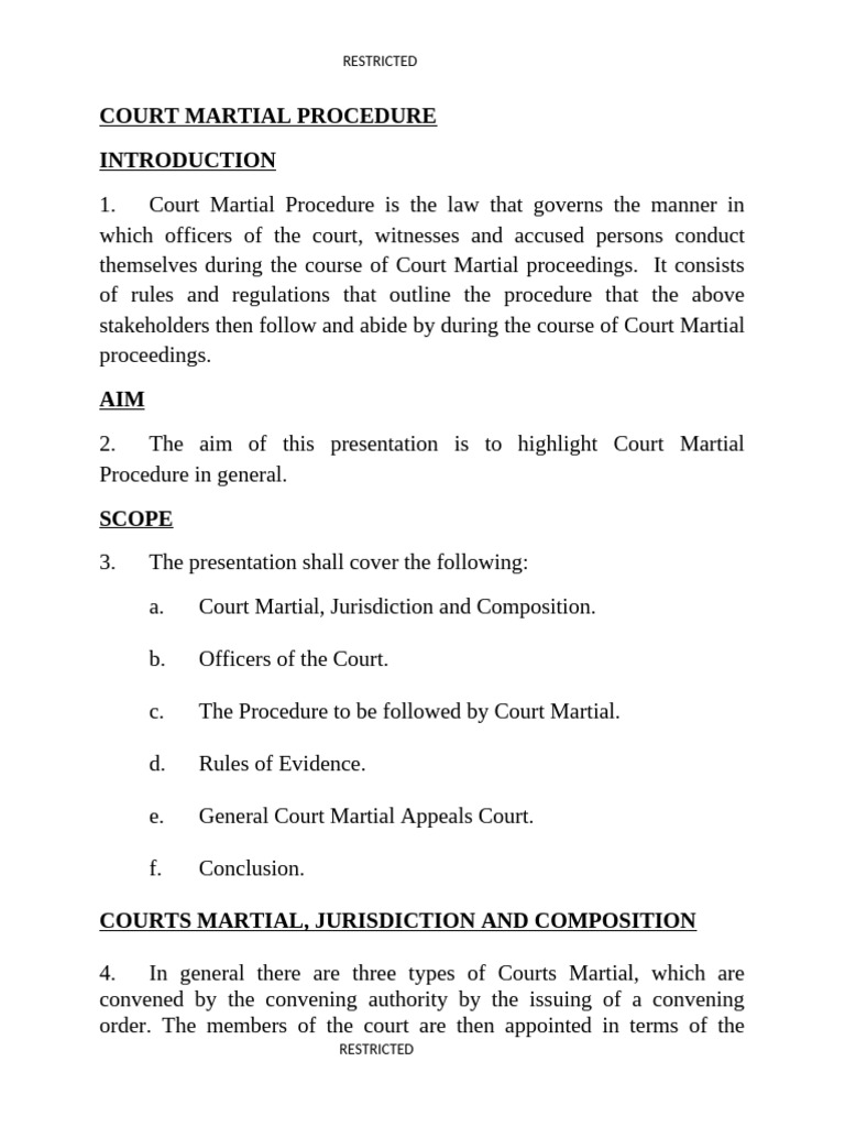 Court Martial Procedure Overview | PDF | Court Martial | Prosecutor