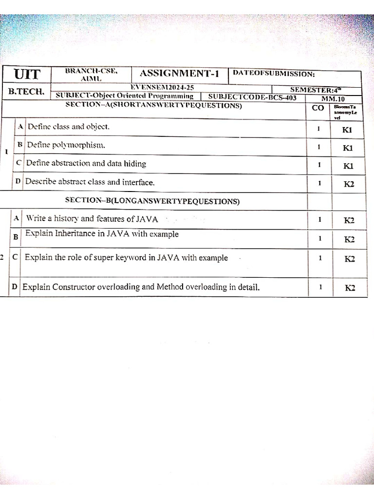 OOP Assignment 1 | PDF
