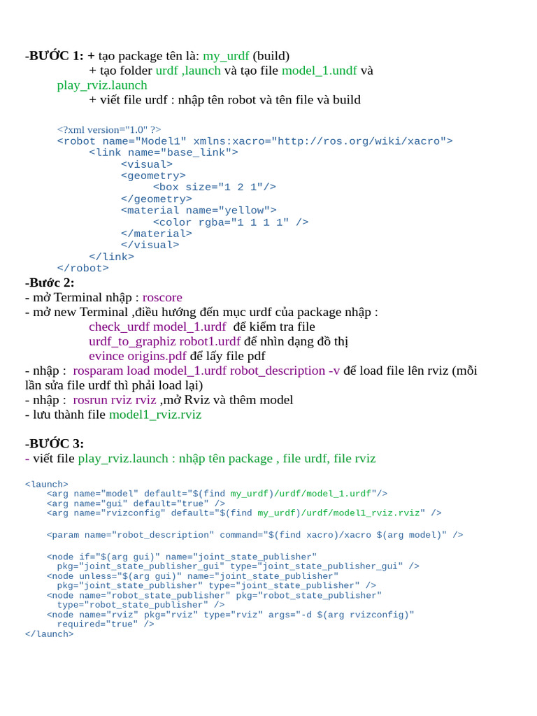 T o File URDF Và Run File Launch | PDF