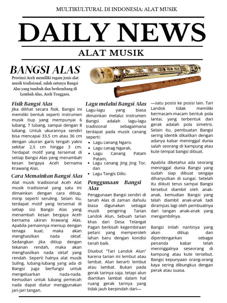 Alat Musik Tradisional Bangsi Alas | PDF
