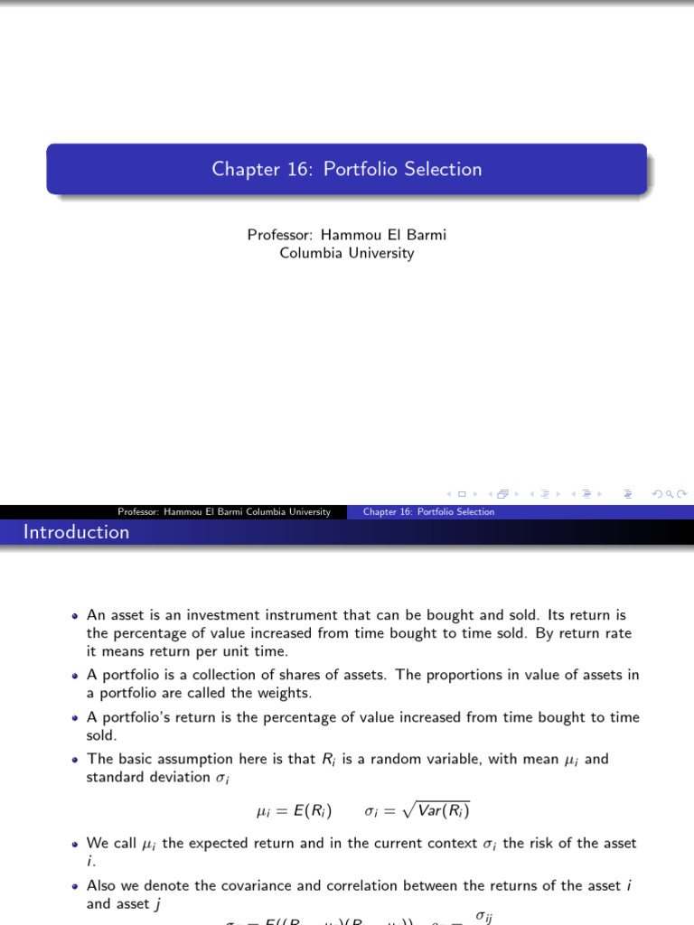 Chapter16 Portfolio | PDF | Function (Mathematics) | Covariance