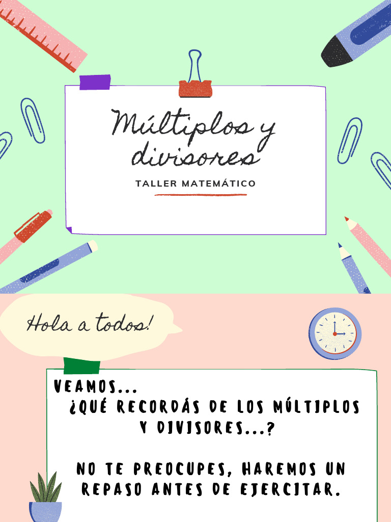 Múltiplos y Divisores: Taller Matemático | PDF