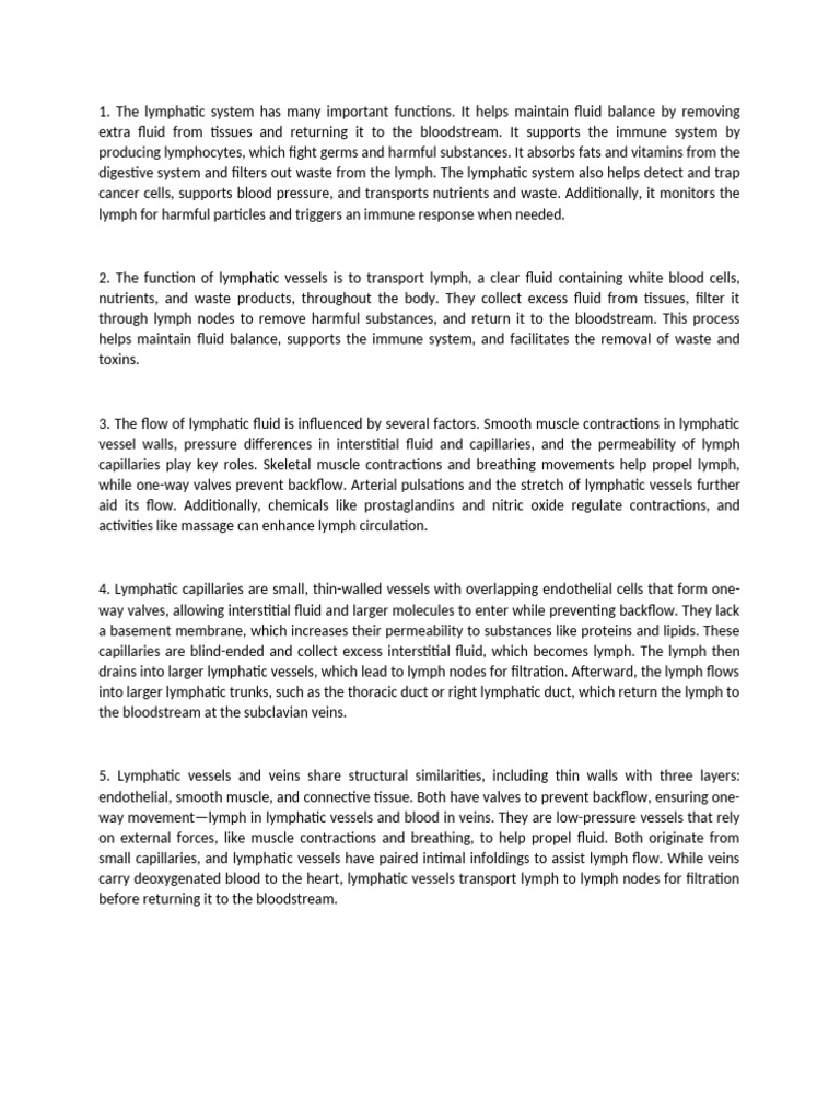 Lymphatic System Exercise Worksheet | PDF | Lymph | Blood Vessel