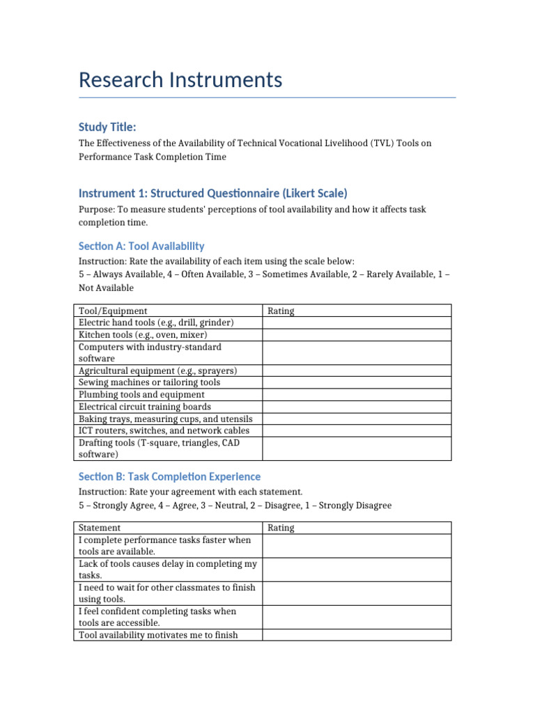 TVL Complete Research Instruments | PDF
