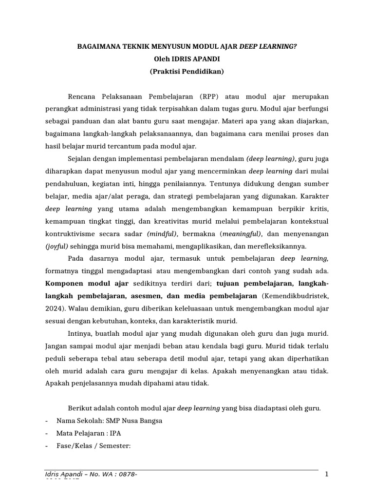 Bagaimana Menyusun Modul Ajar Deep Learning | PDF