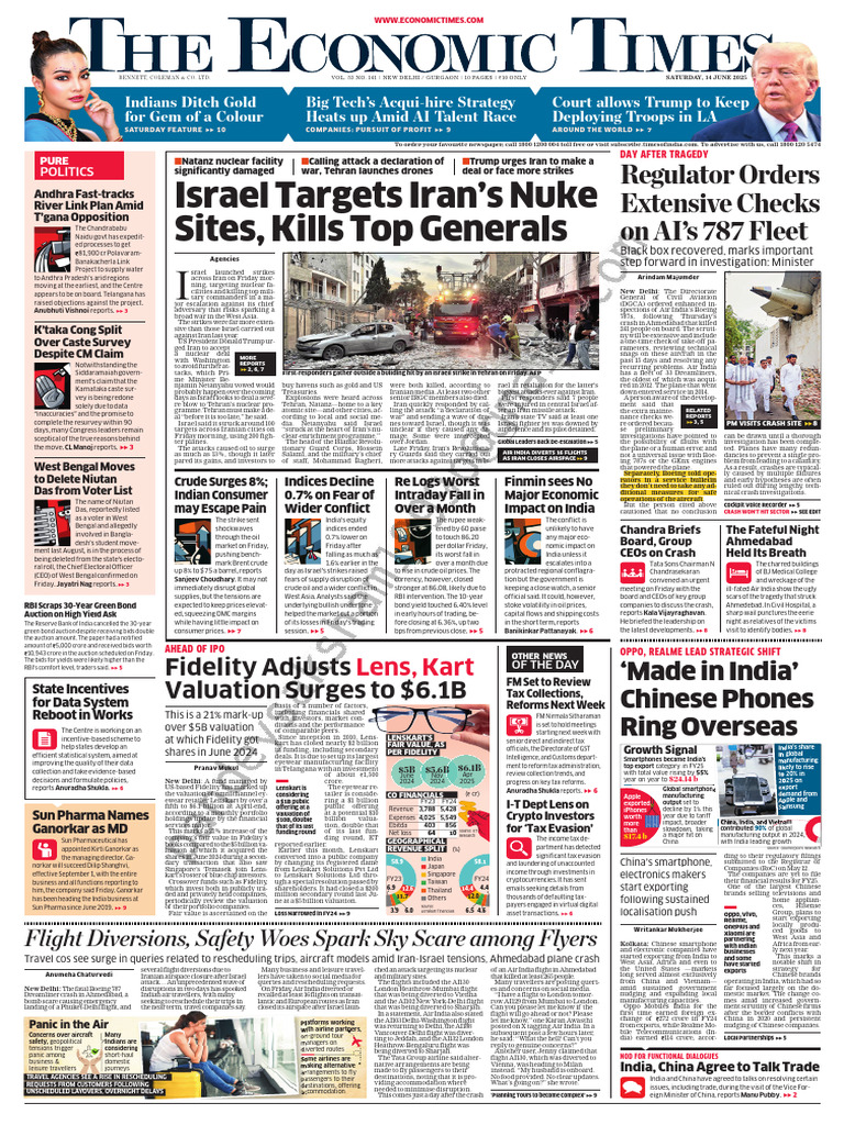 The Economic Times Delhi 14-06-2025 | PDF | Valuation (Finance) | Taxes