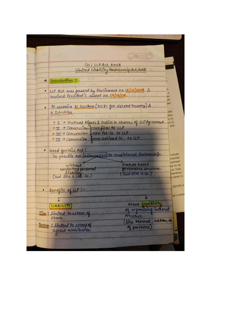 Introduction of LLP ACT, 2008 Handwritten | PDF