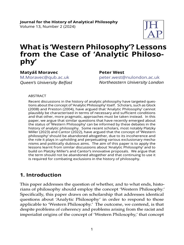 Analyzing 'Western Philosophy' Concepts | PDF | Analytic Philosophy ...