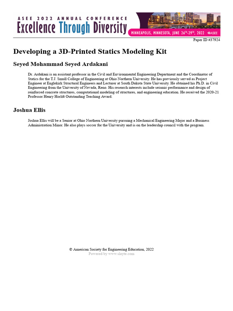 Developing A 3d Printed Statics Modeling Kit | PDF | Force | Cartesian ...