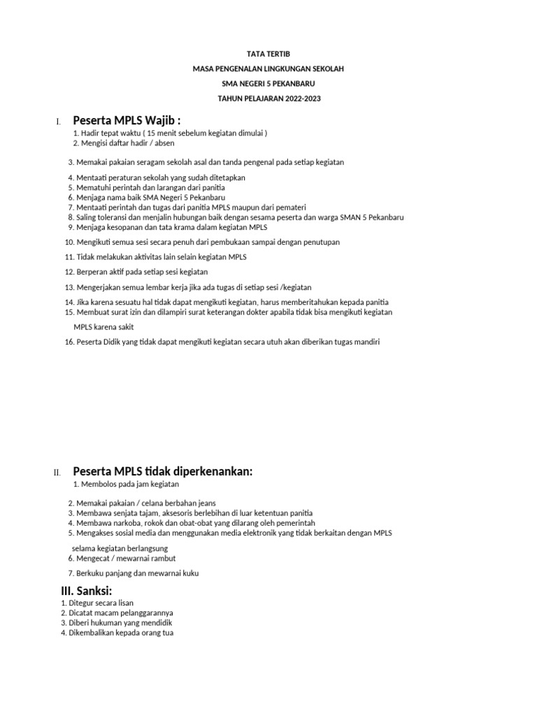 Tata Tertib Mpls | PDF