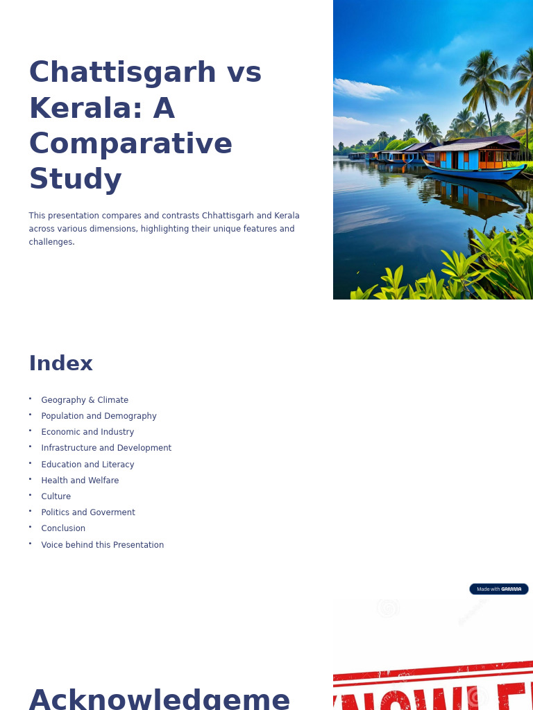 Comparative Study of Kerala & Chhattisgarh | PDF | Kerala | Economies