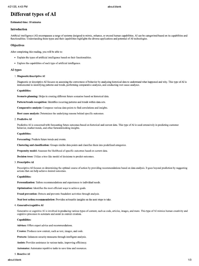 Different Types of AI | PDF