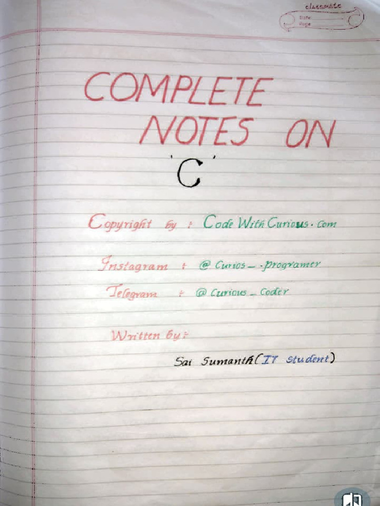 C Handwritten Notes | PDF