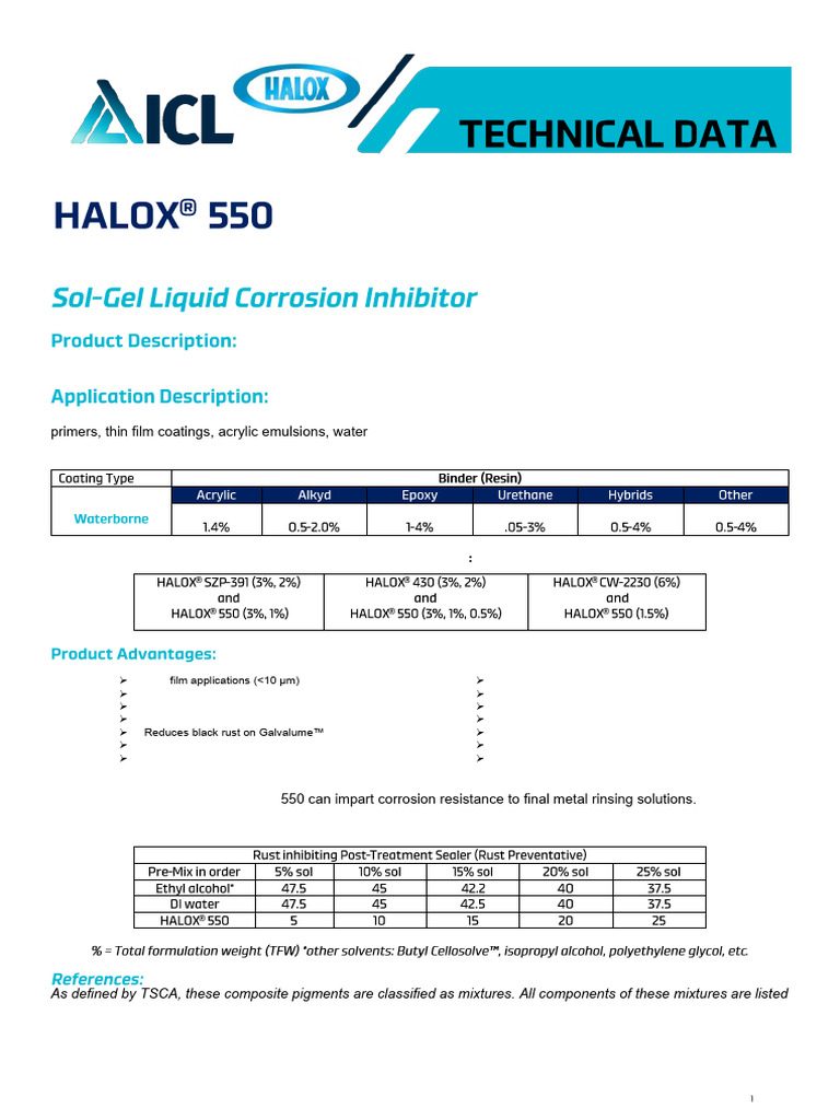 Halox 550: Advanced Corrosion Inhibitor | PDF