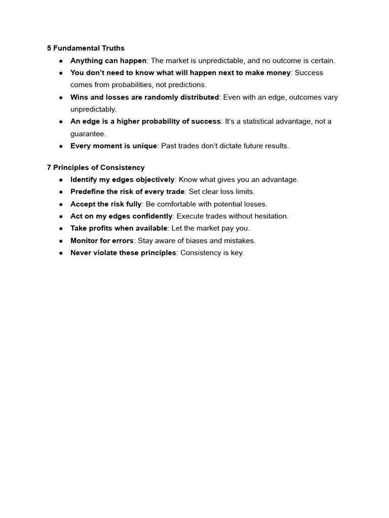 5 Fundamental Truths and 7 Principles of Trading | PDF