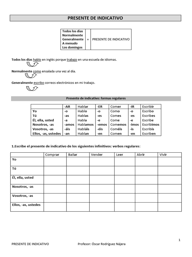Presente de Indicativo | PDF | Verbo
