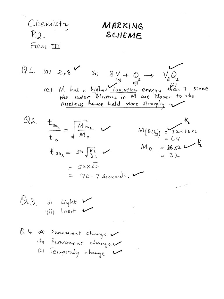 Chem pp2 Marking Scheme | PDF