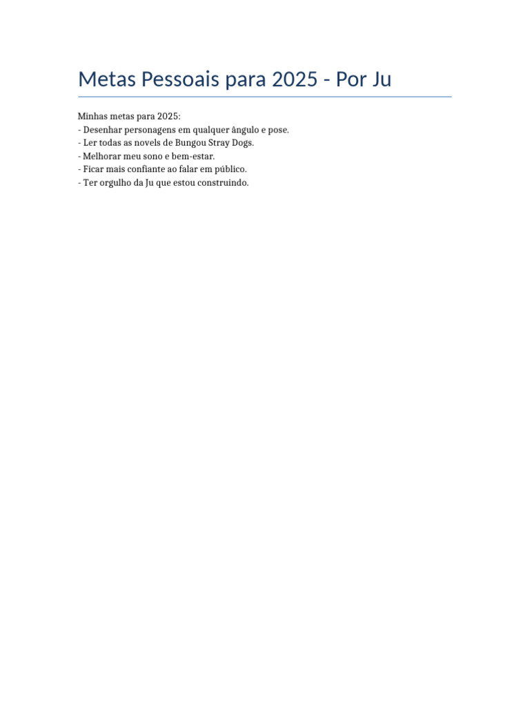 Metas Pessoais de Ju para 2025 | PDF