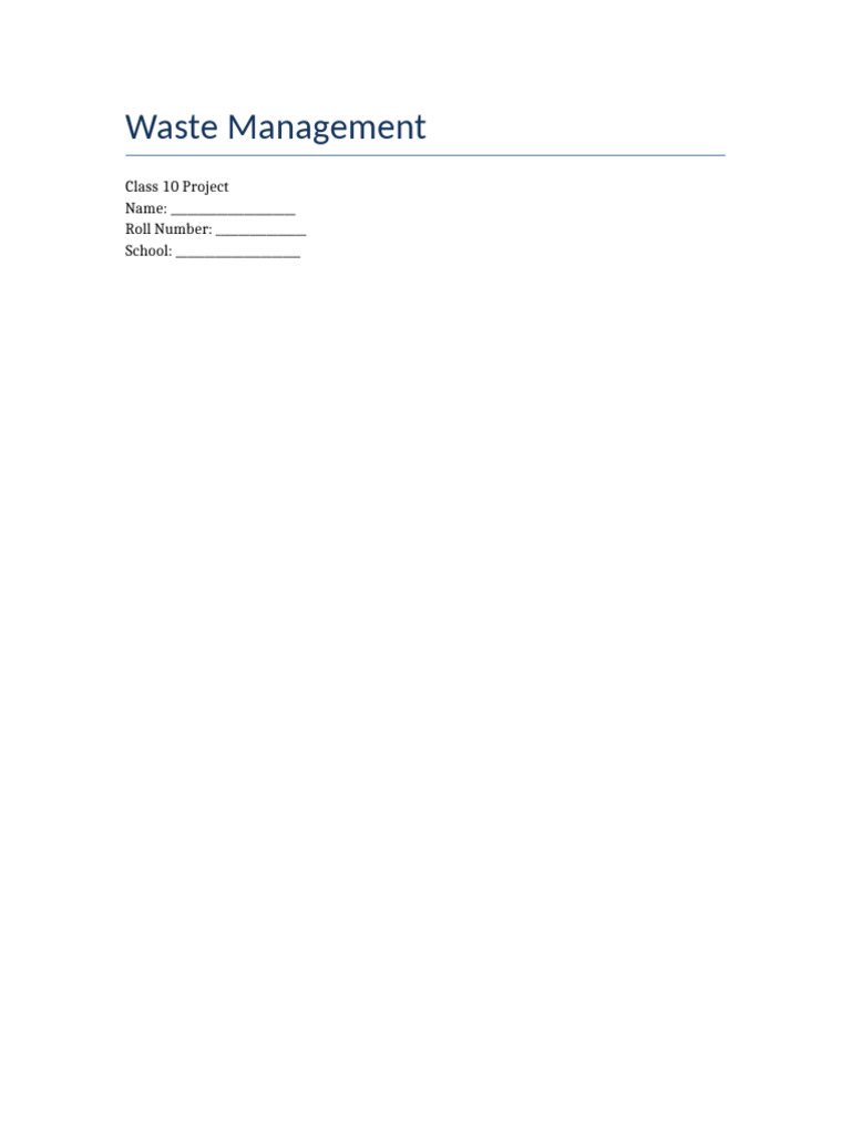 Class 10 Waste Management Project | PDF